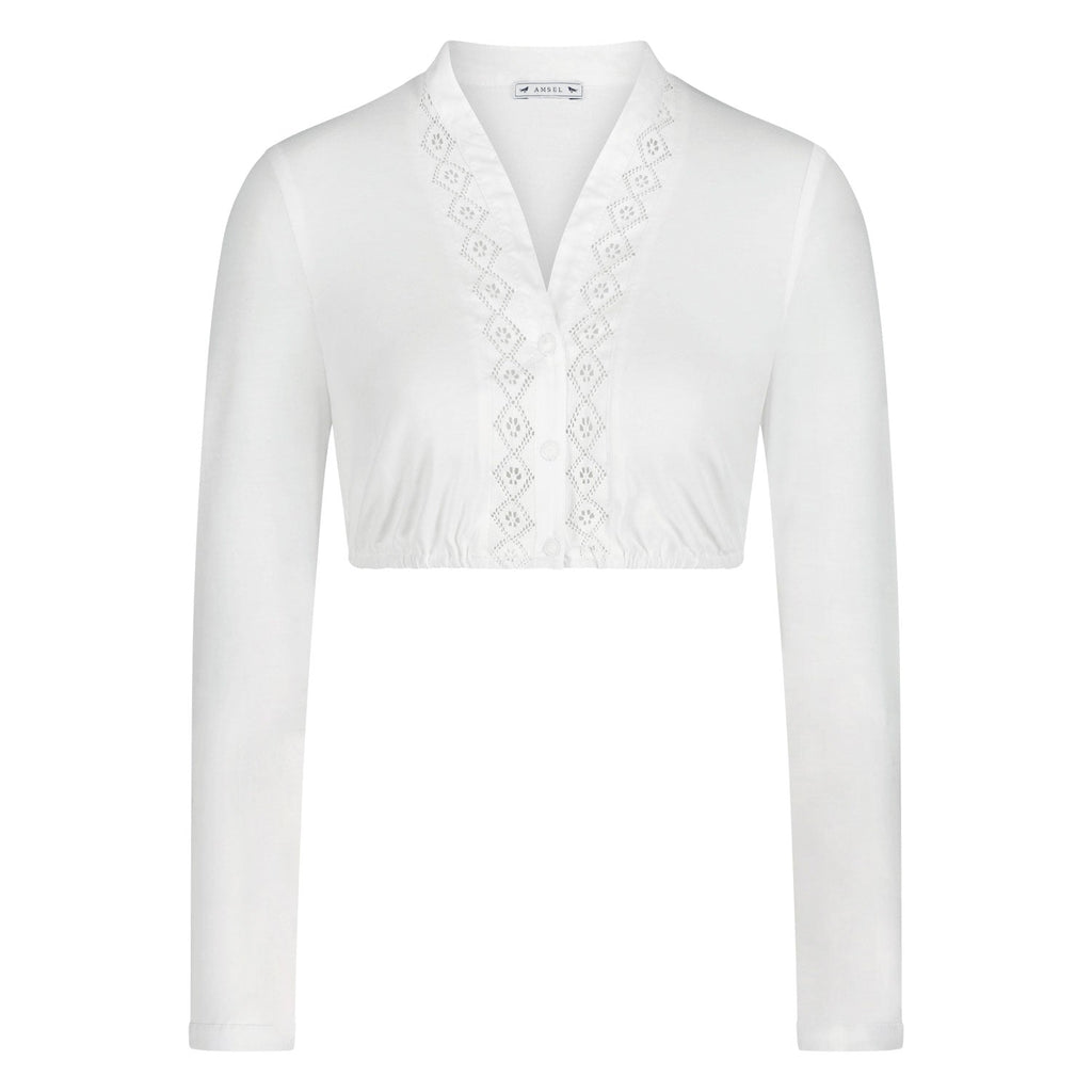 Dirndlbluse Gretchen Weiß – klassische Spitzenbluse mit Stehkragen ...